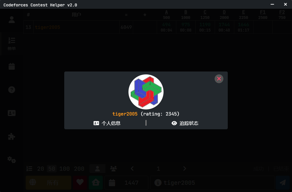 Codeforces Contest Helper V2：解决 Cf 比赛需求 Tiger2005 的博客 洛谷博客
