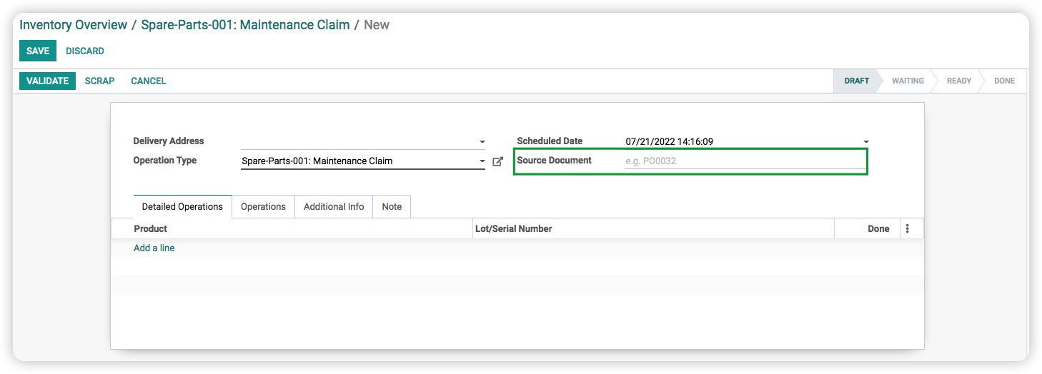 Add maintenance_spare_parts functionality to link the maintenance request and equipment with ...