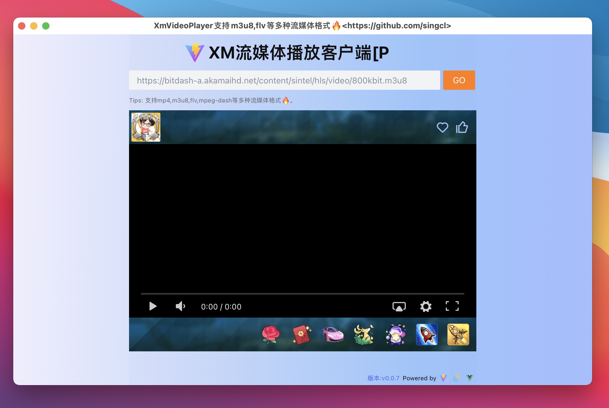 GitHub - singcl/XmVideoPlayer: 一款高颜值的支持播放mp4, m3u8,flv,mpeg-dash等多种流媒体格式的客户端 🔥。