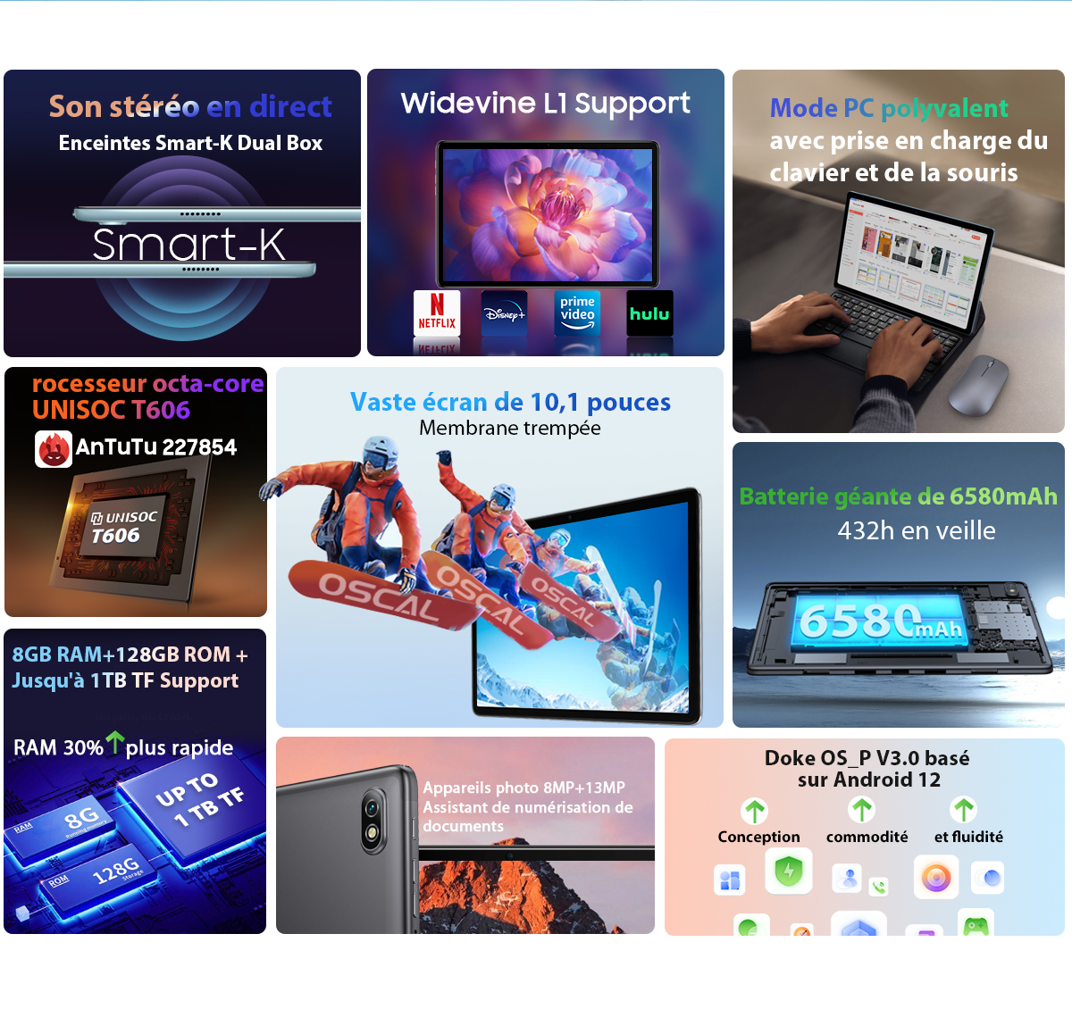 -45€11 sur Tablette Tactile Oscal Pad 10 10.1 Pouces FHD 4G/Wifi ...