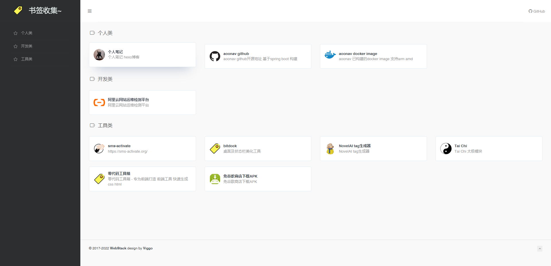 GitHub - lemon8866/aoonav: 一个简易的导航~ 就叫aoo吧 支持按照单个书签控制为游客显示或登录显示