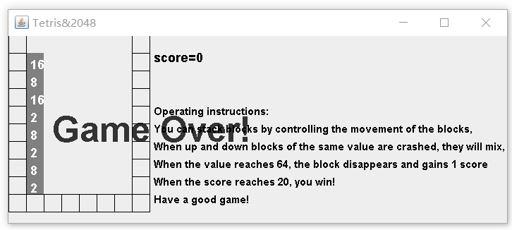GitHub - RegulusZJY/Tetris-2048: Simple game combine the Tetris and 2048