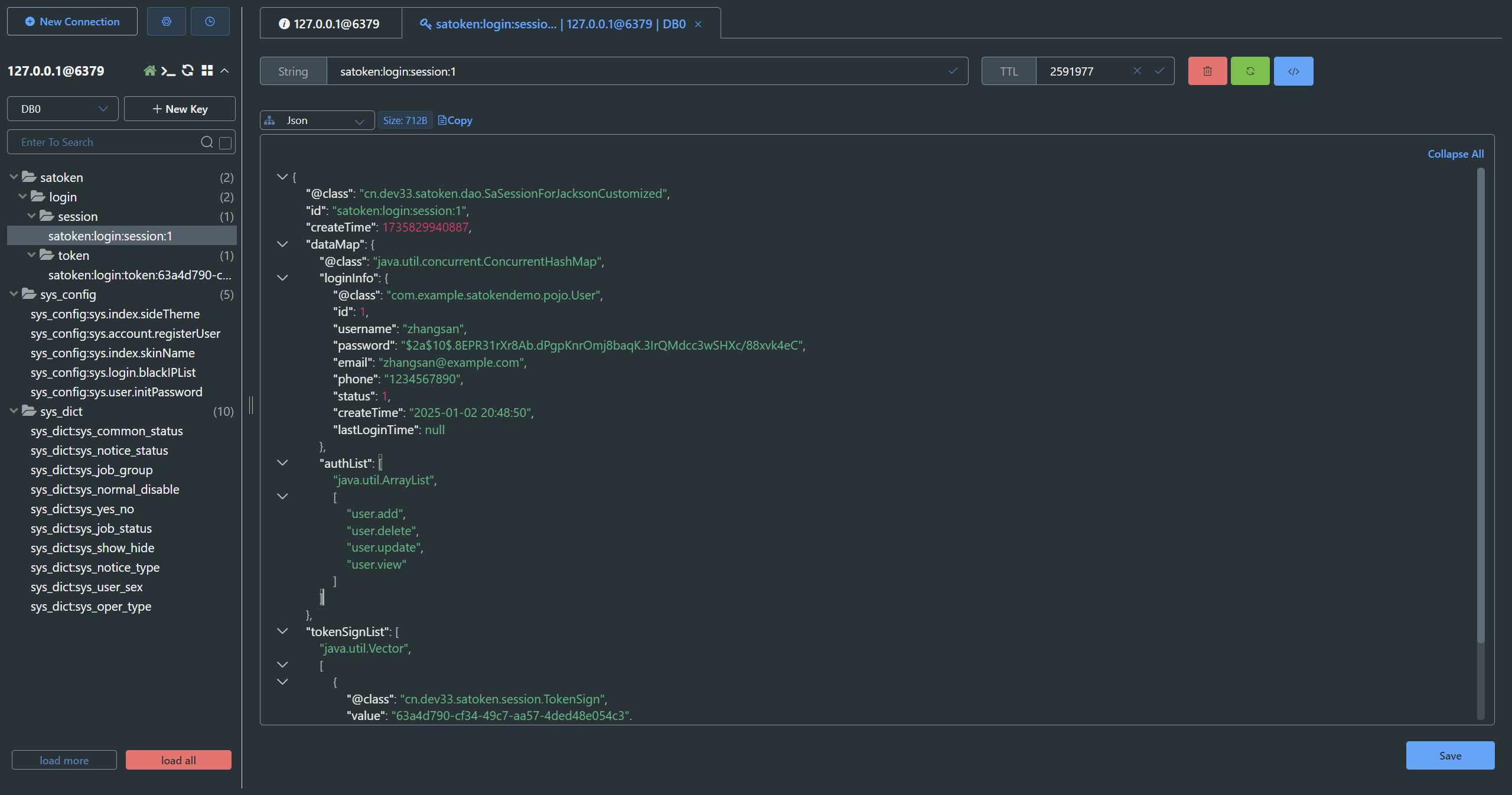 Spring Boot + Redis + Sa-Token