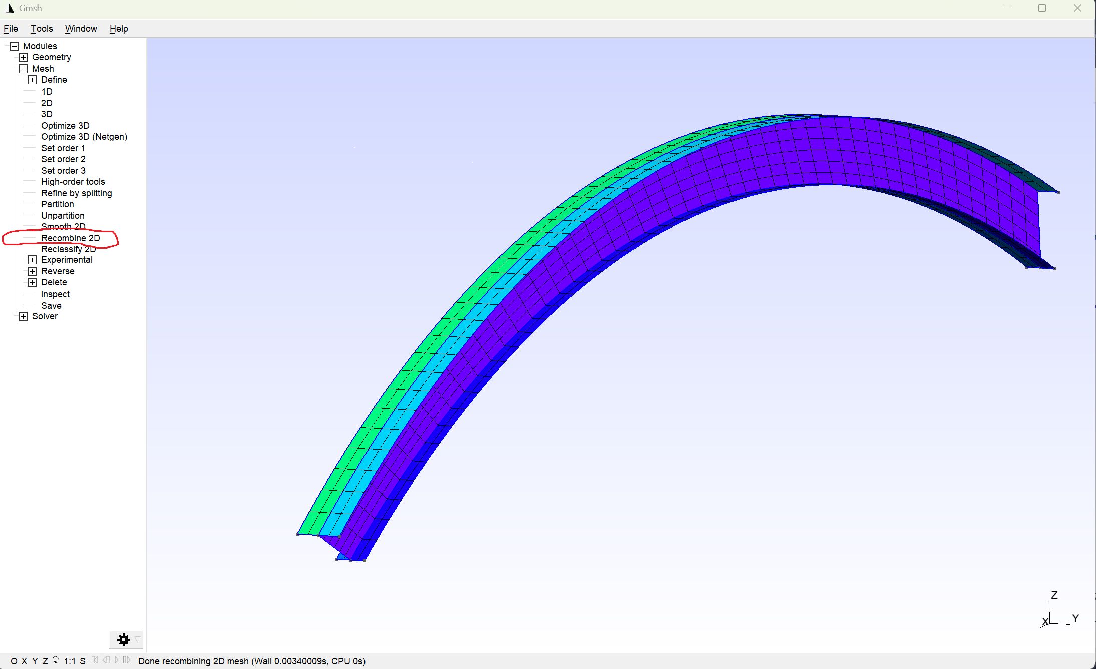 Linear shell arch model - opstool 1.0.10 documentation